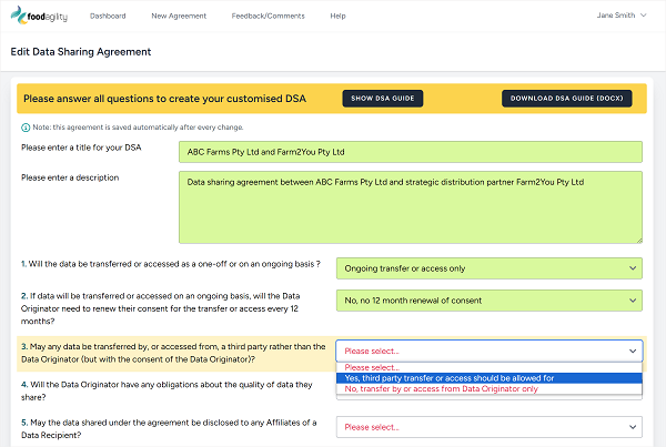 Data Sharing Agreement Tool